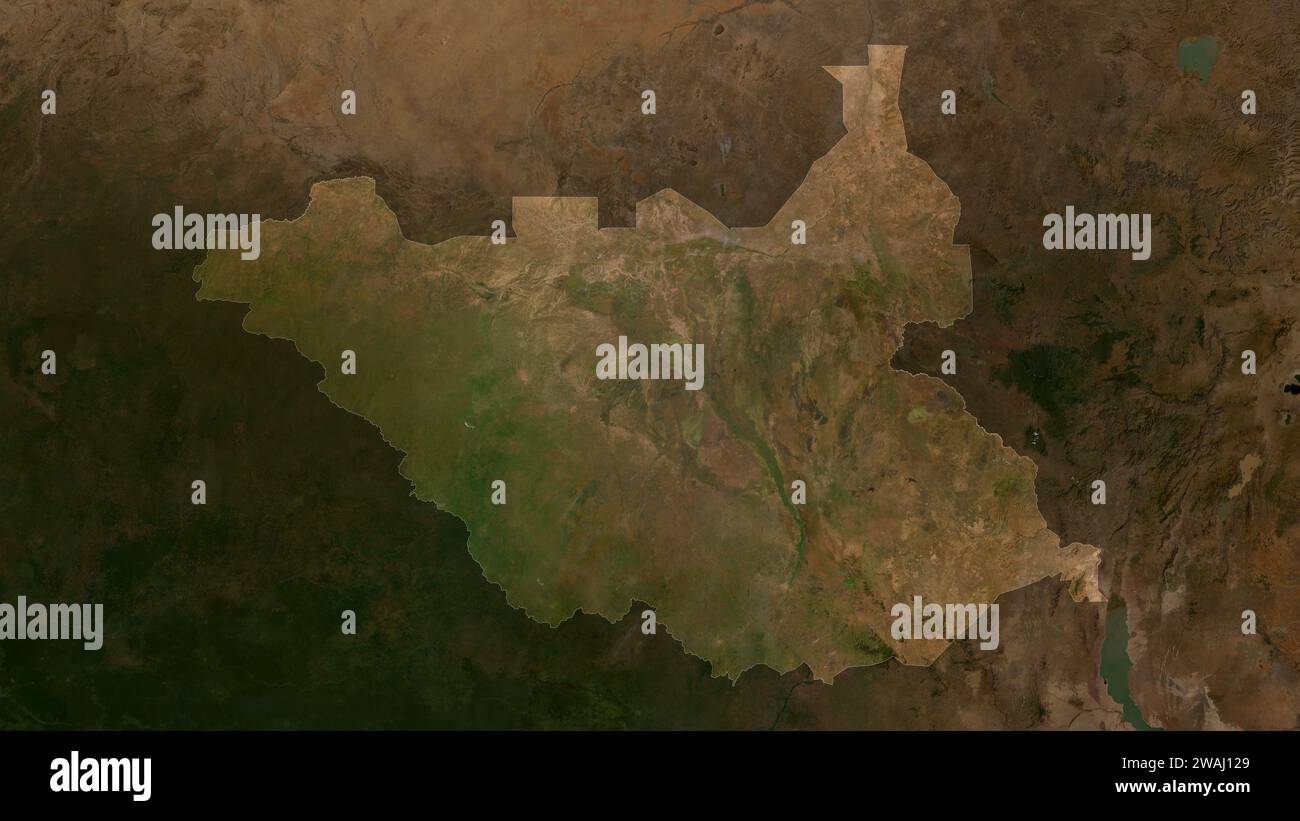 South Sudan highlighted on a low resolution satellite map Stock Photo ...