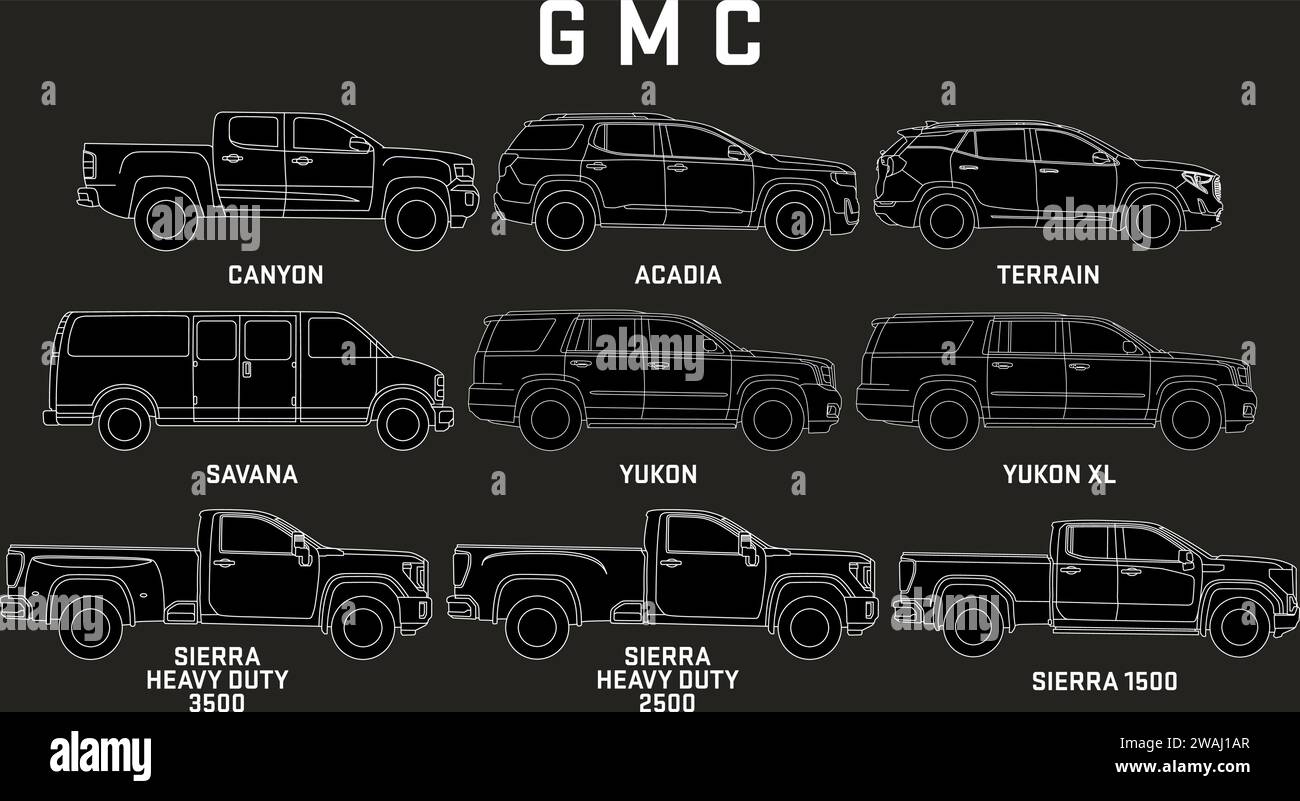 GMC Car Blueprint front view collection Stock Vector Image & Art - Alamy