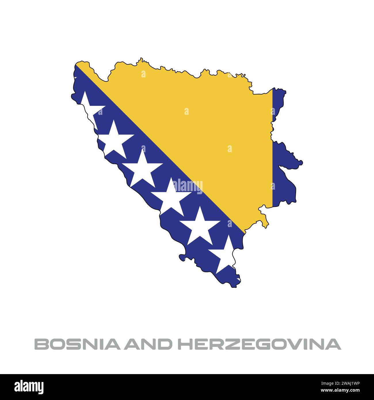 Vector illustration of the flag of Bosnia and Herzegovina with black ...
