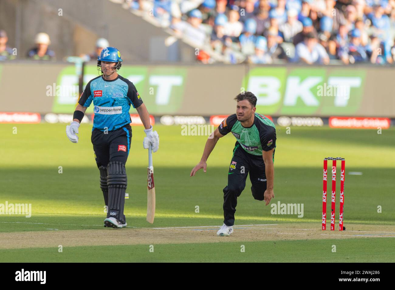 Adelaide, Australia. 31st Dec 2023. Marcus Stoinis bowling during the ...