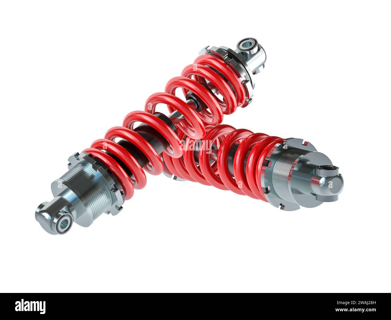 pair of shock absorber isolated on white. 3d render Stock Photo - Alamy