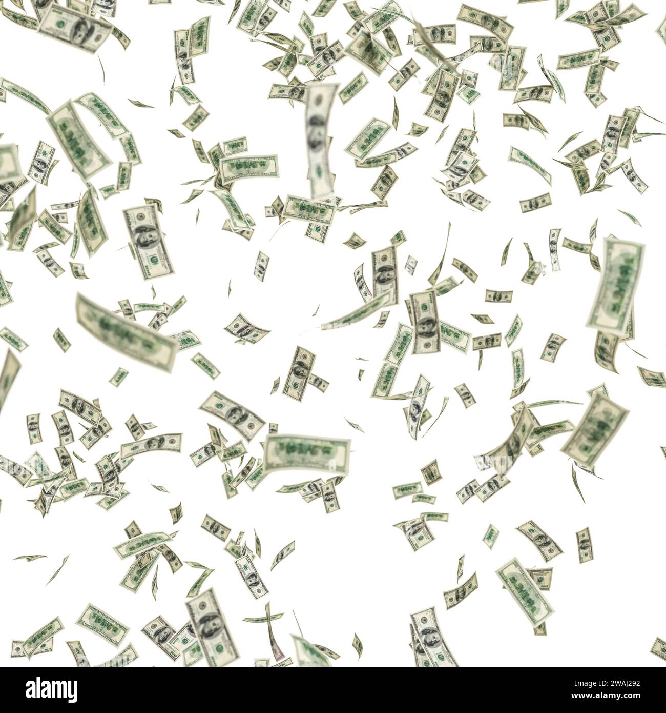 dollar banknote fall from the sky isolated on white. 3d render Stock ...