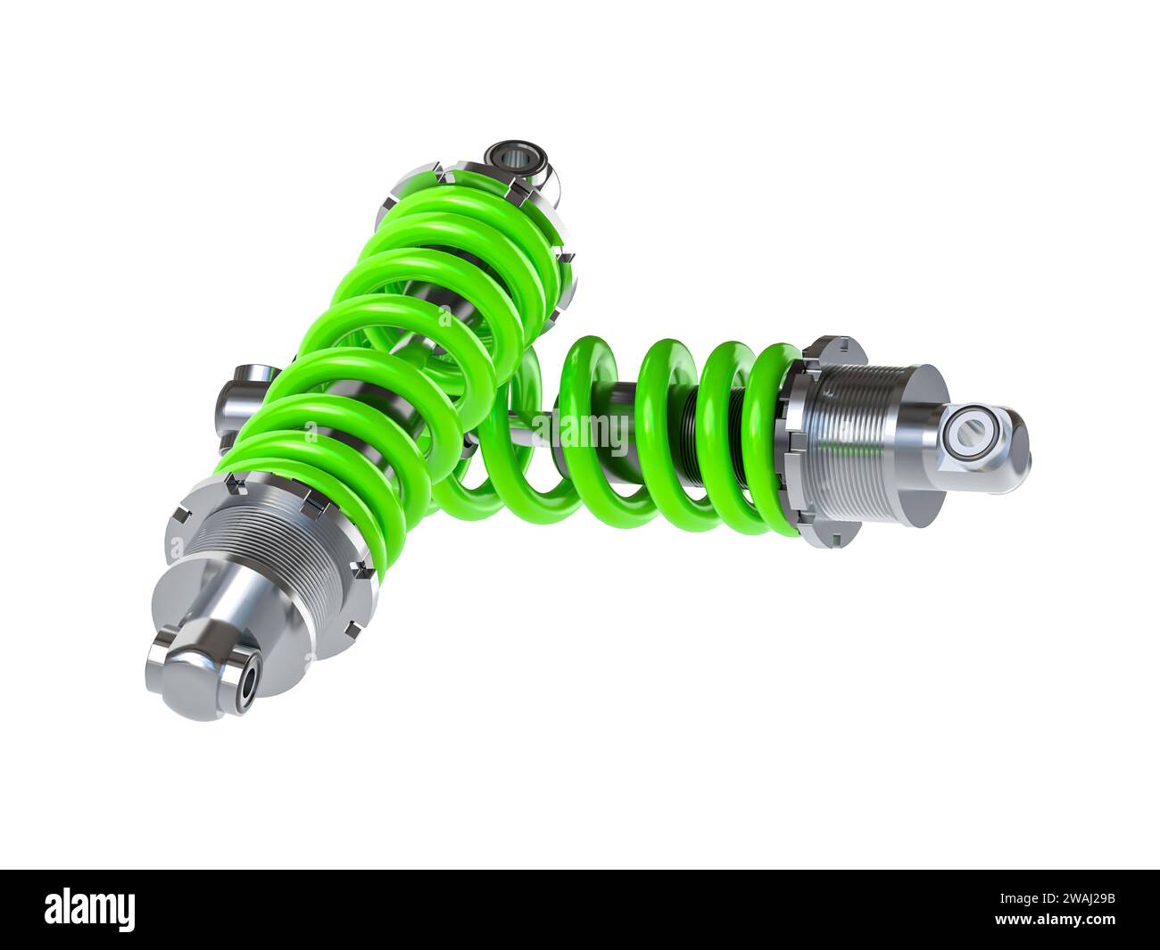 pair of green shock absorber isolated on white. 3d render Stock Photo ...