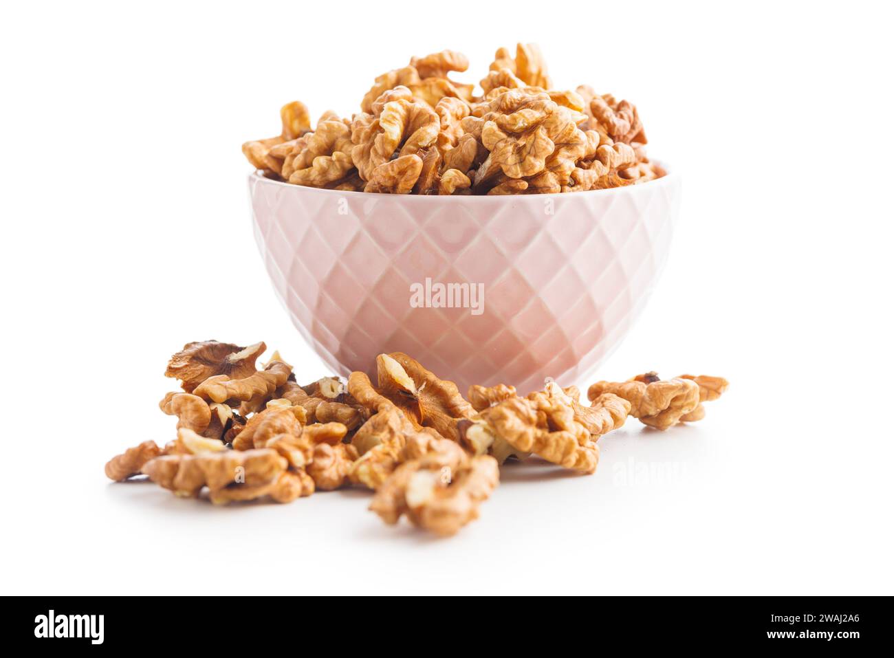 Peeled dried walnut kernels isolated on the white background Stock ...