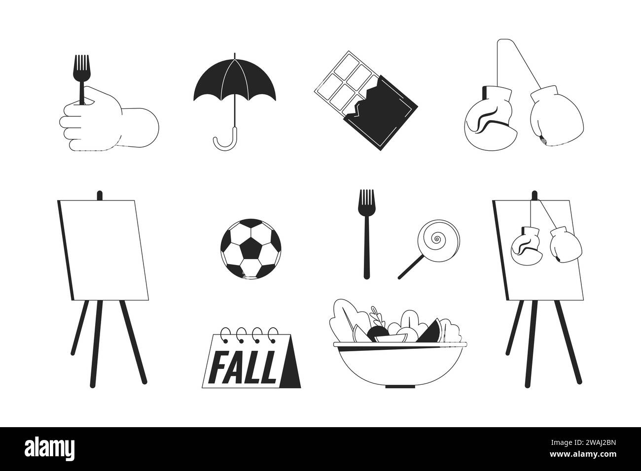 Boosting Mental Health Black And White 2d Line Cartoon Objects Set Stock Vector Image And Art Alamy