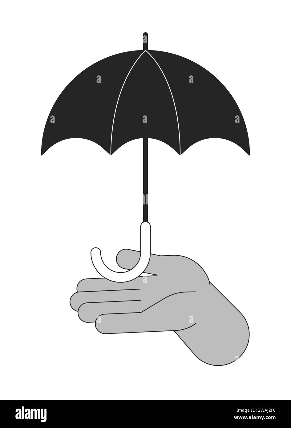 Umbrella holding cartoon human hand outline illustration Stock Vector ...
