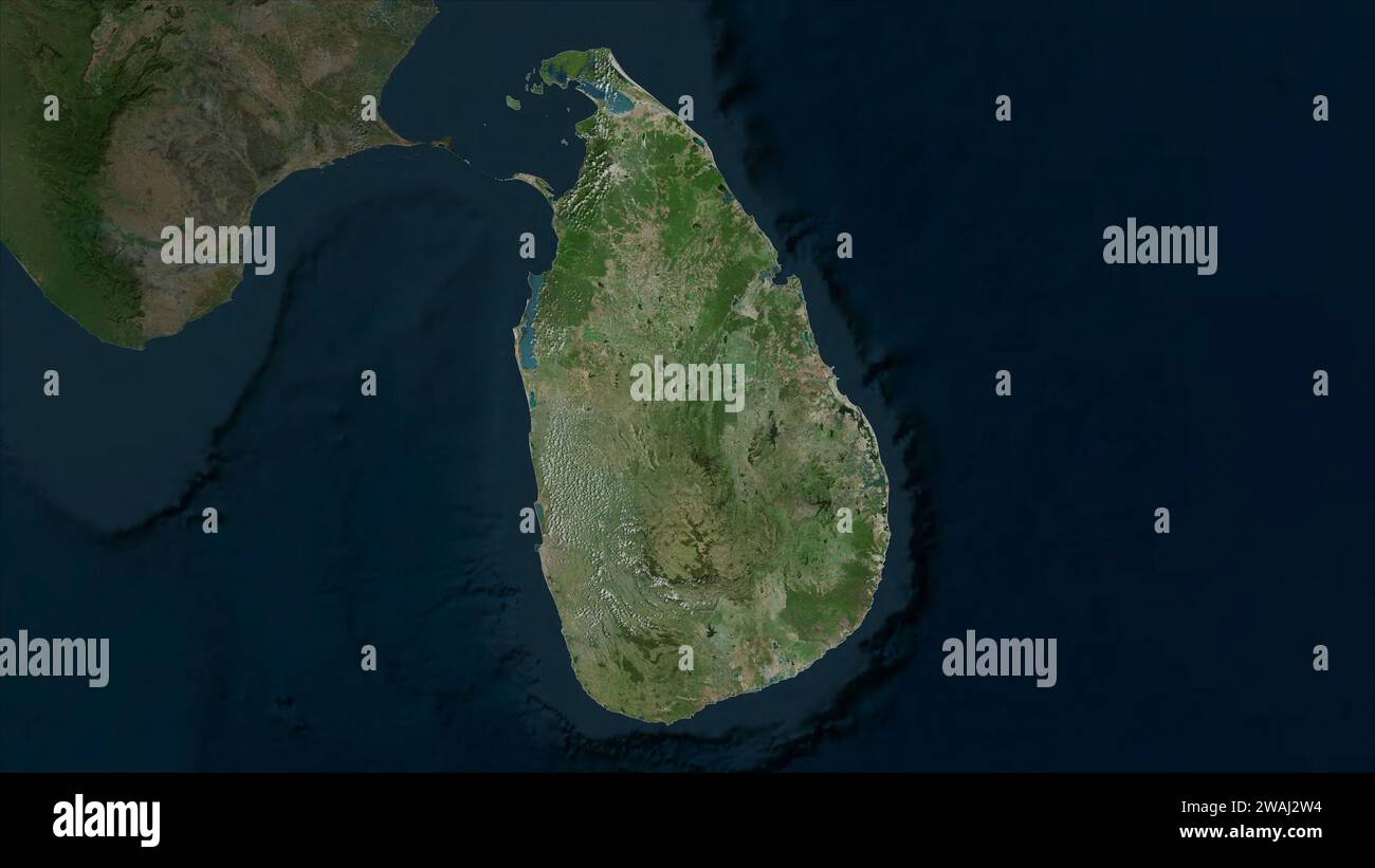 Sri Lanka highlighted on a high resolution satellite map Stock Photo ...