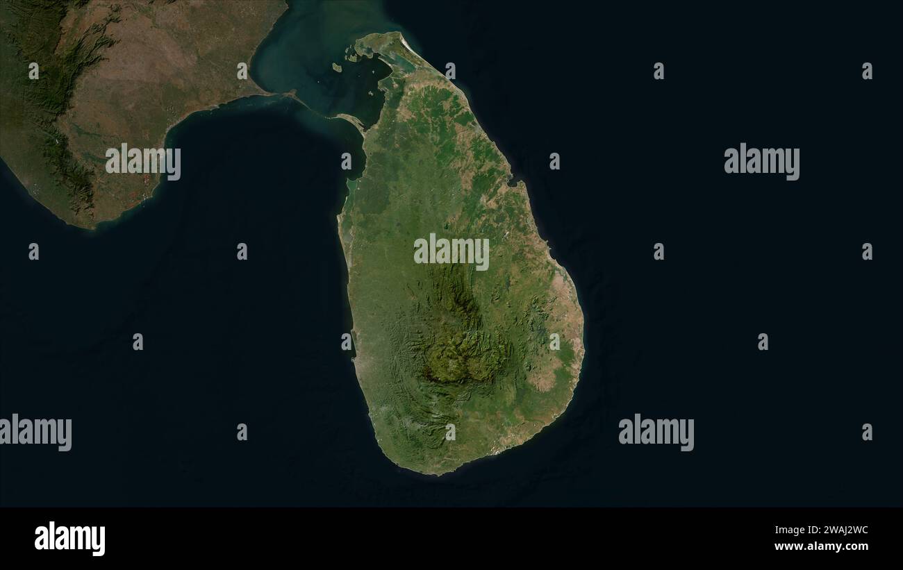 Sri Lanka highlighted on a low resolution satellite map Stock Photo - Alamy
