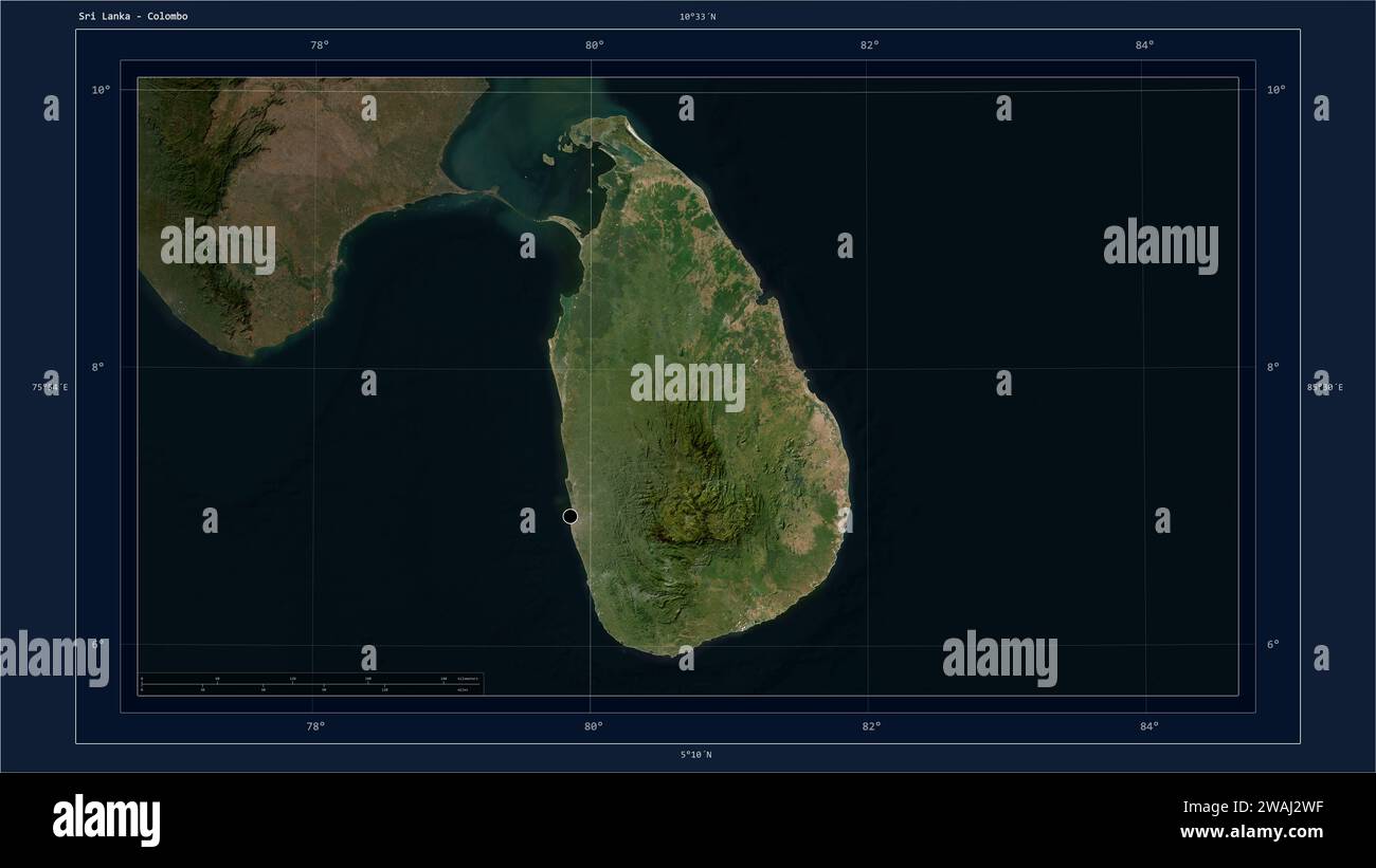 Sri Lanka highlighted on a low resolution satellite map map with the ...