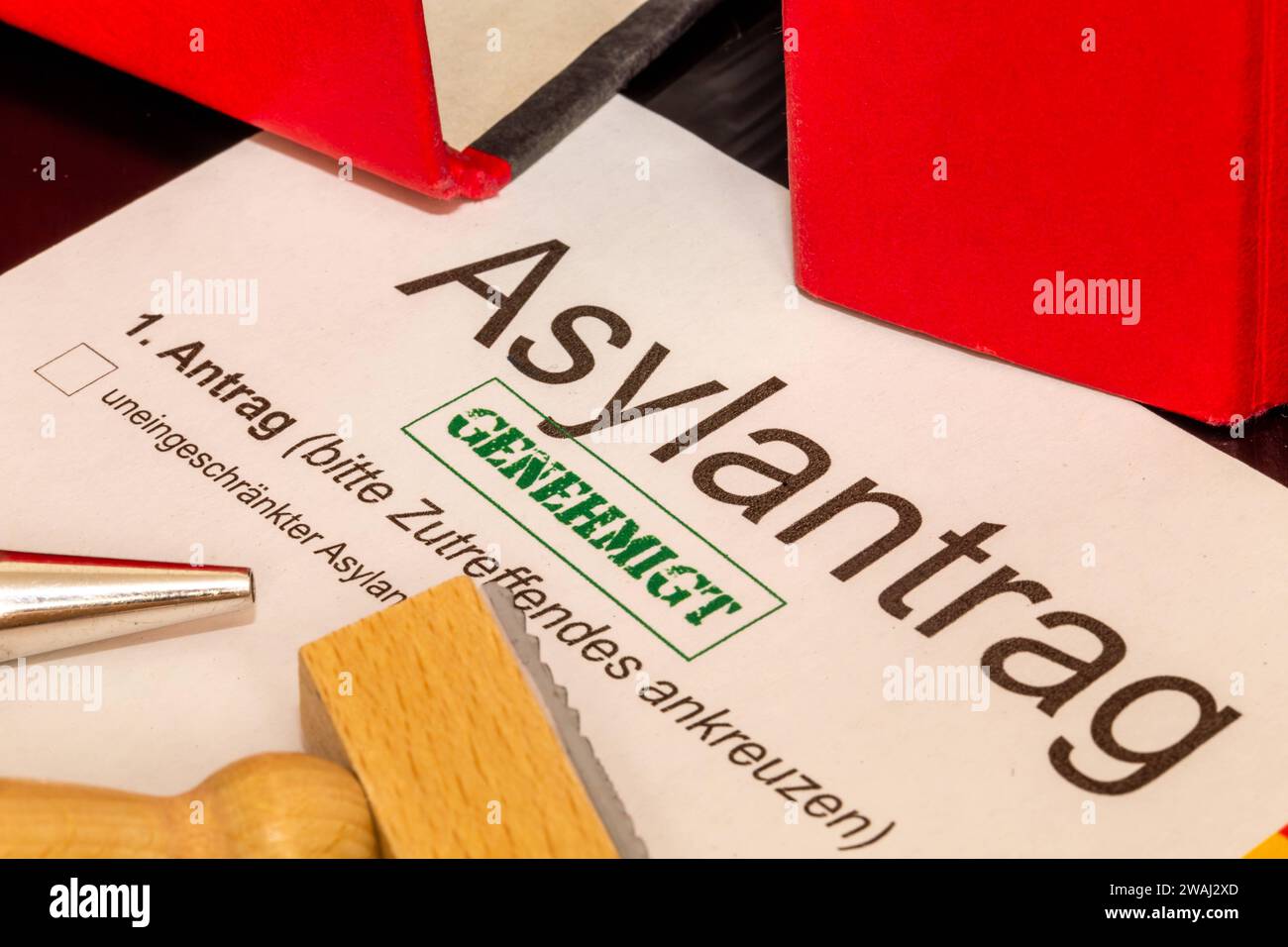 Symbolbild: Formular auf Asylantrag in Deutschland *** Symbolic image ...