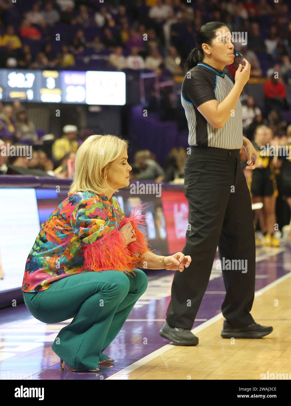 Baton Rouge, USA. 04th Jan, 2024. LSU Lady Tigers head coach Kim Mulkey ...