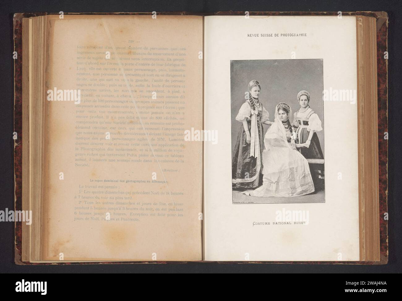 Three unknown girls in Russian traditional costume, Bonneau & Co., c ...
