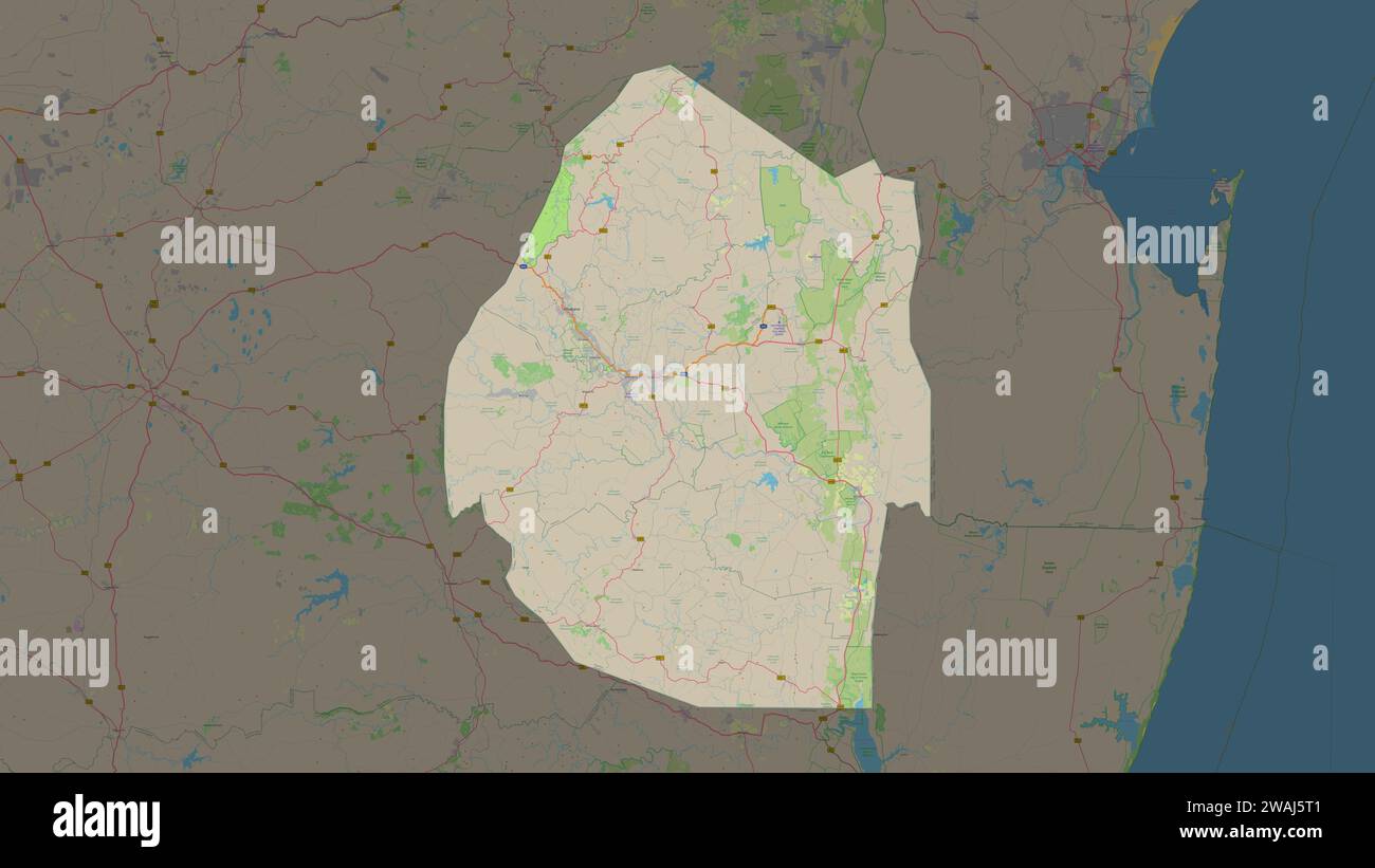 Eswatini highlighted on a topographic, OSM Germany style map Stock Photo - Alamy