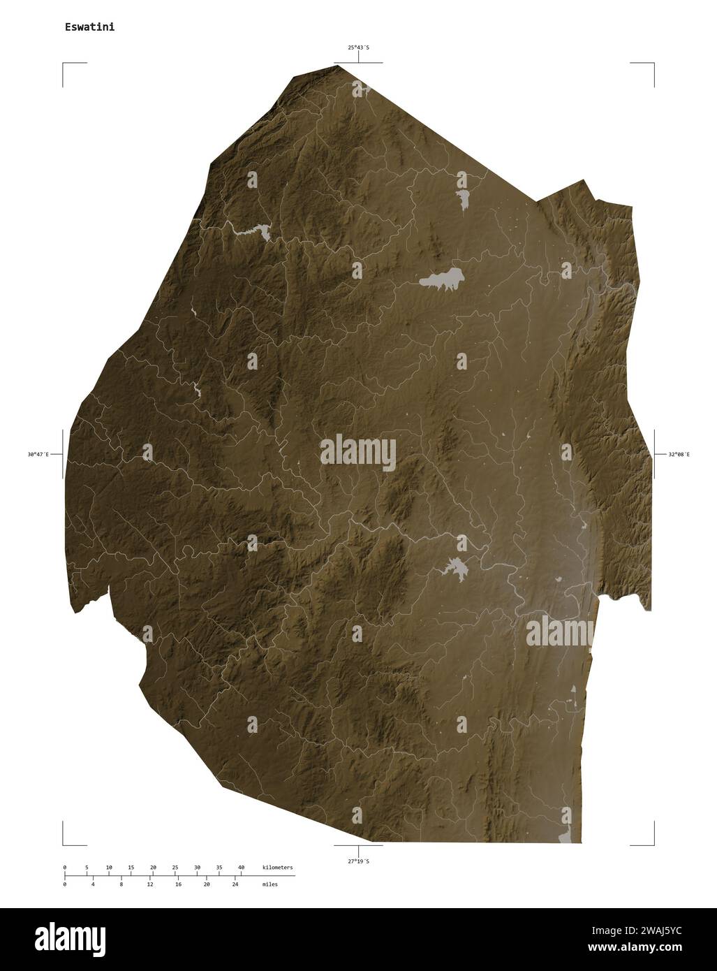 Shape of a elevation map colored in sepia tones with lakes and rivers ...