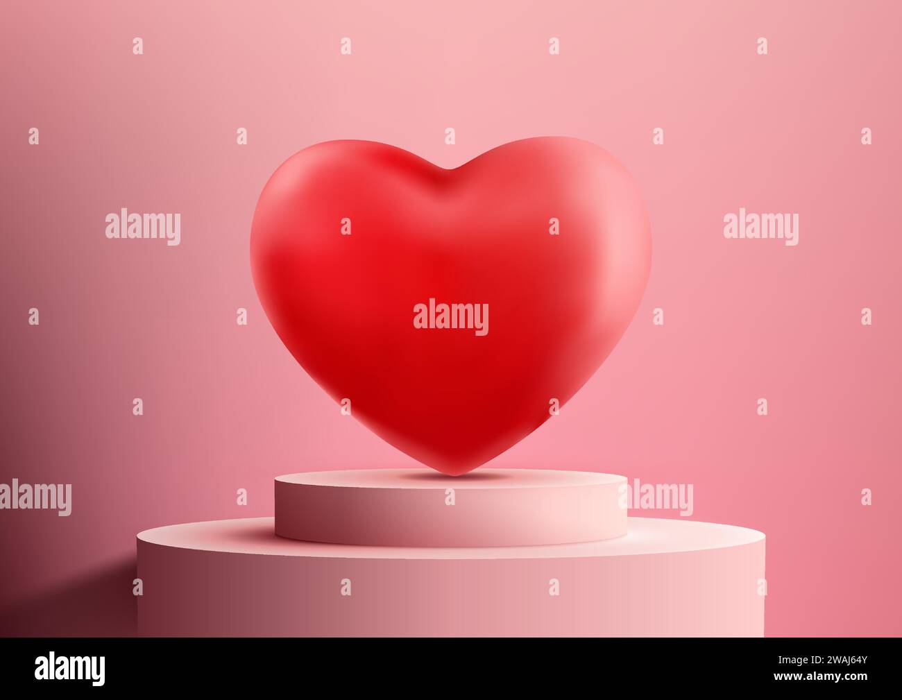 Valentine's Day display with this photorealistic 3D podium mockup pink ...