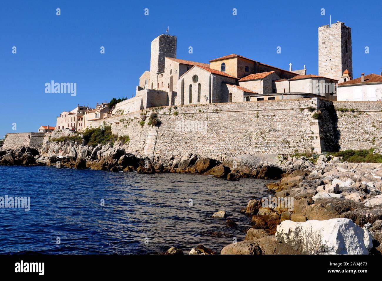 France, french riviera, Antibes, the old town with its ramparts ...