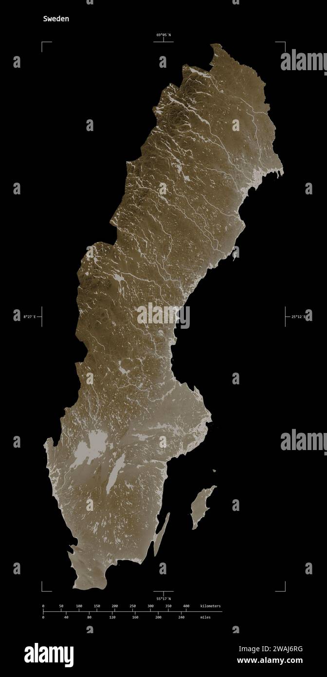 Shape of a elevation map colored in sepia tones with lakes and rivers ...