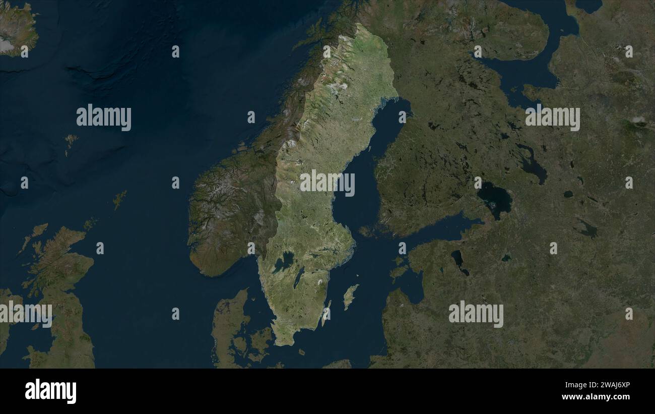 Sweden highlighted on a high resolution satellite map Stock Photo - Alamy