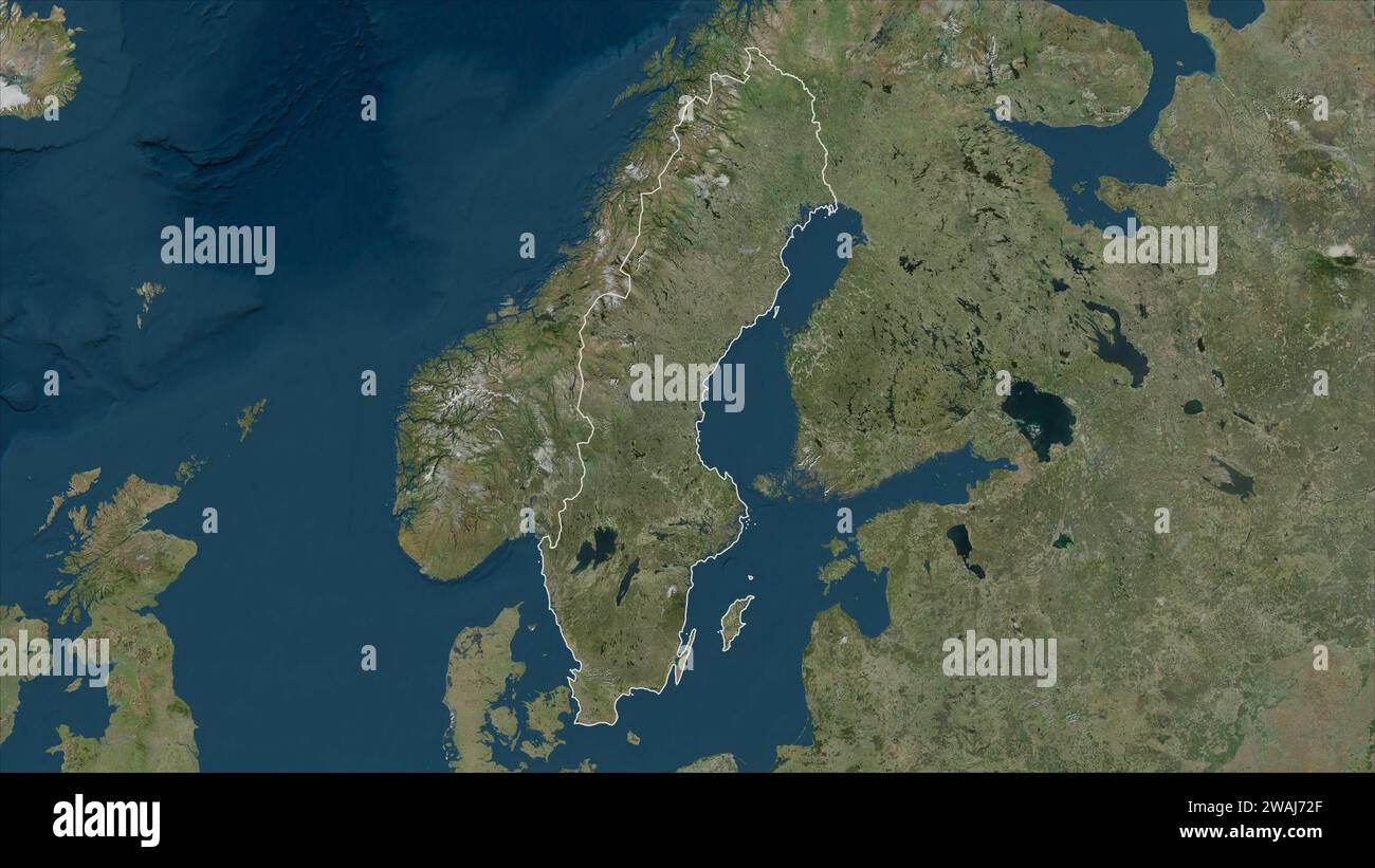 Sweden outlined on a high resolution satellite map Stock Photo - Alamy