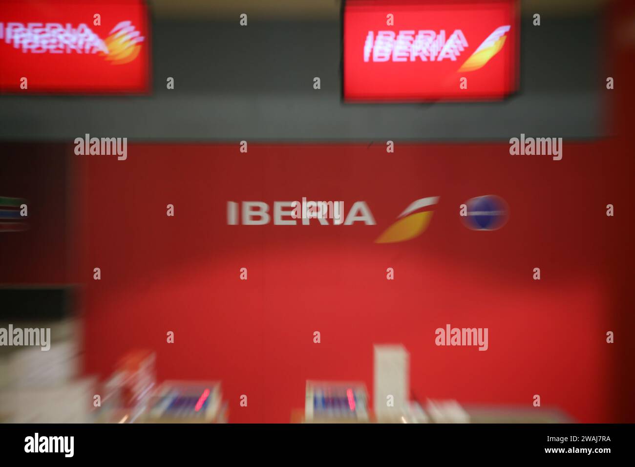 Santiago del Monte, Spain, January 05th, 2024: The Iberia logo during ...