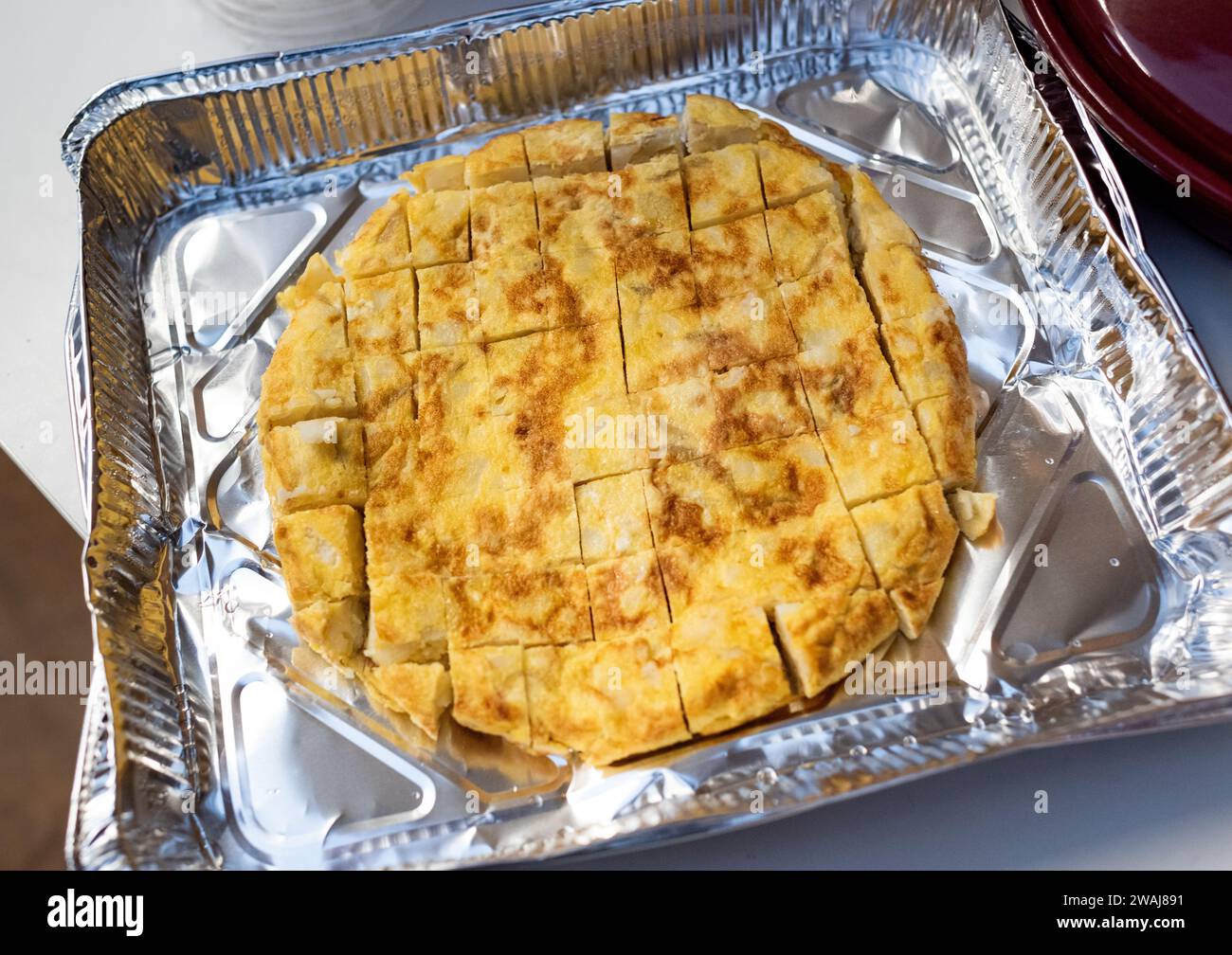 Spanish omelette with potato and onion, pre-cut and ready to eat in ...