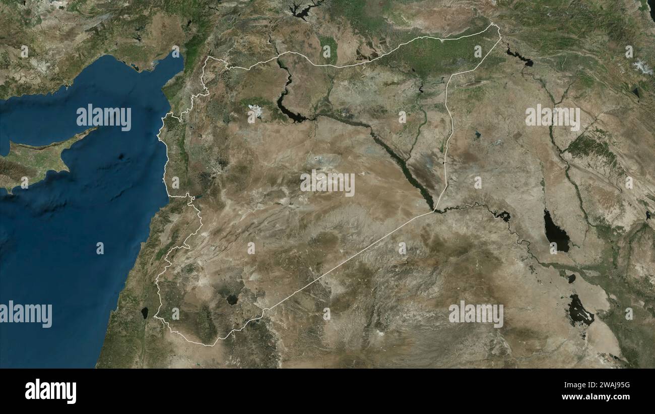 Syria outlined on a high resolution satellite map Stock Photo - Alamy