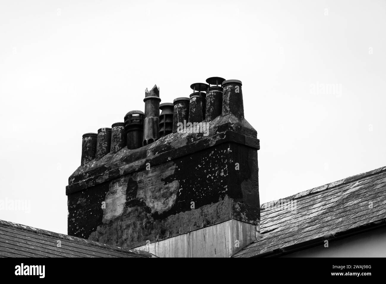 Black and white of old chippy Stock Photo - Alamy