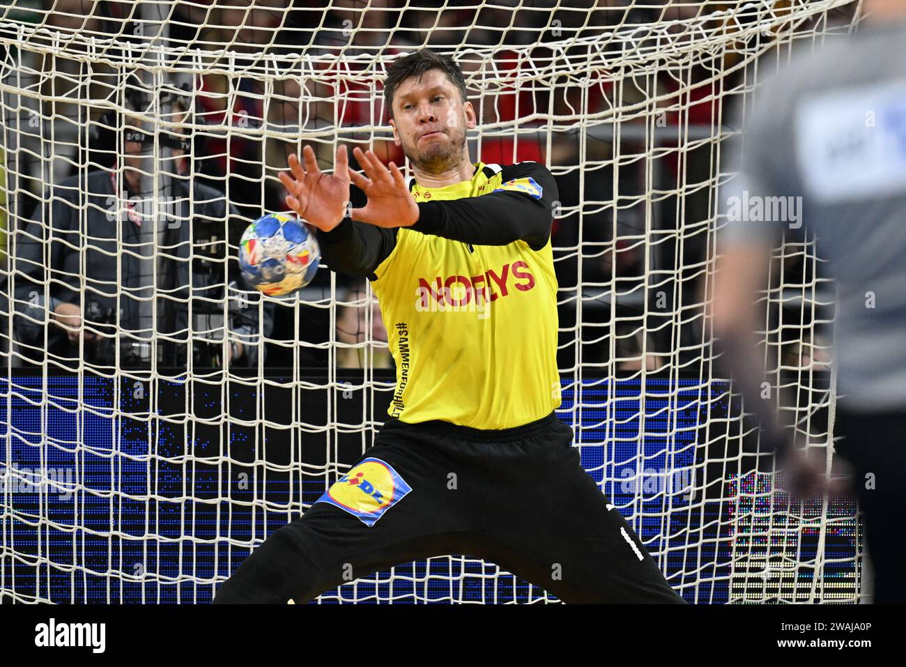 Copenhagen, Denmark. 04th Jan, 2024. Niklas Landin (1) of Denmark seen ...