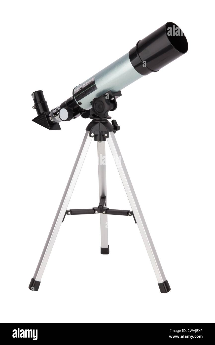 Modern telescope isolated on a white background Stock Photo - Alamy