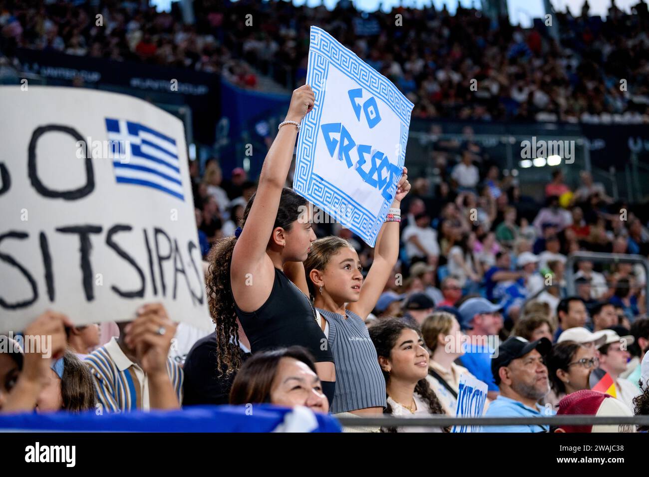 Sydney, Australia. 05th Jan, 2024. Greek fans at the 2024 United Cup at ...
