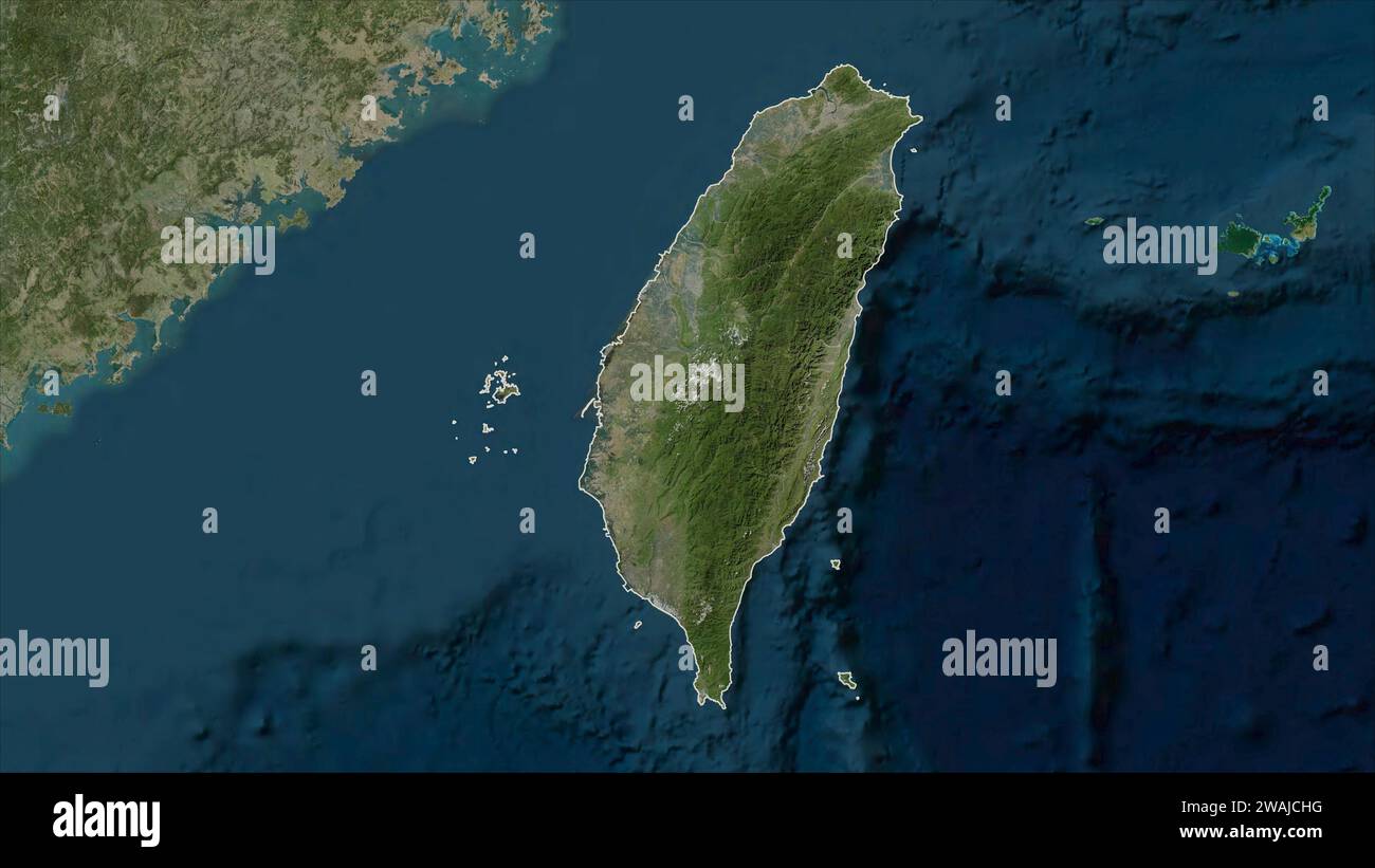 Taiwan outlined on a high resolution satellite map Stock Photo - Alamy