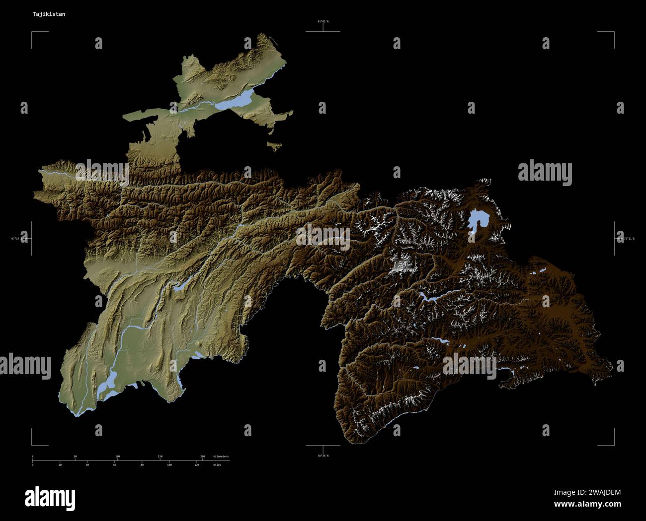 Shape of a Pale colored elevation map with lakes and rivers of the ...
