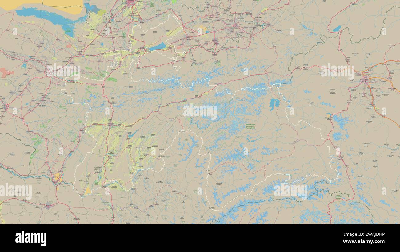 Tajikistan outlined on a topographic, OSM Germany style map Stock Photo - Alamy