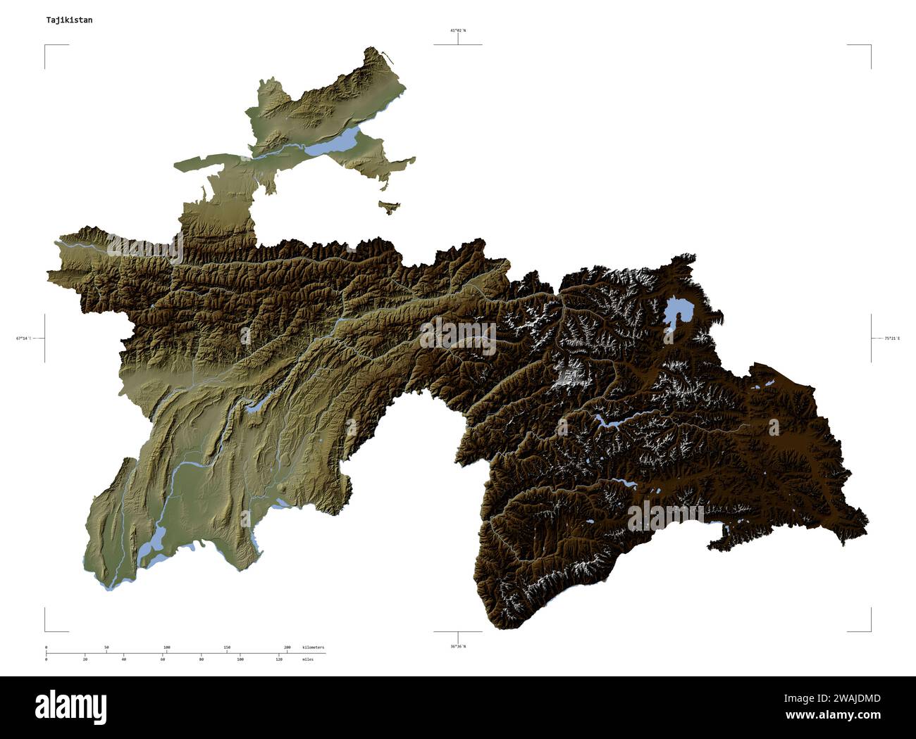 Shape of a Pale colored elevation map with lakes and rivers of the ...
