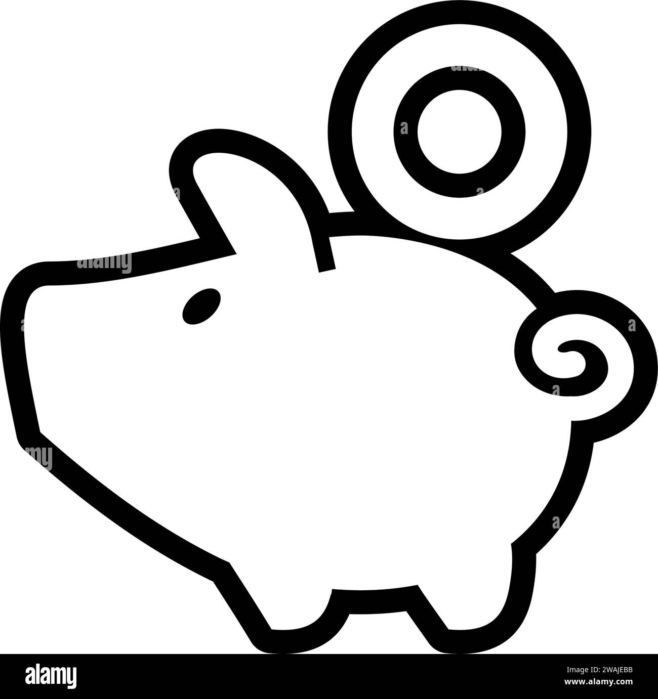 piggy bank icon with coin symbol, made in line style Stock Vector Image ...
