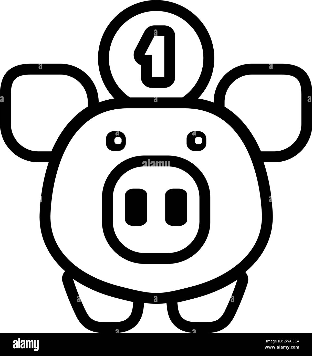 piggy bank icon with coin symbol, made in line style Stock Vector Image ...