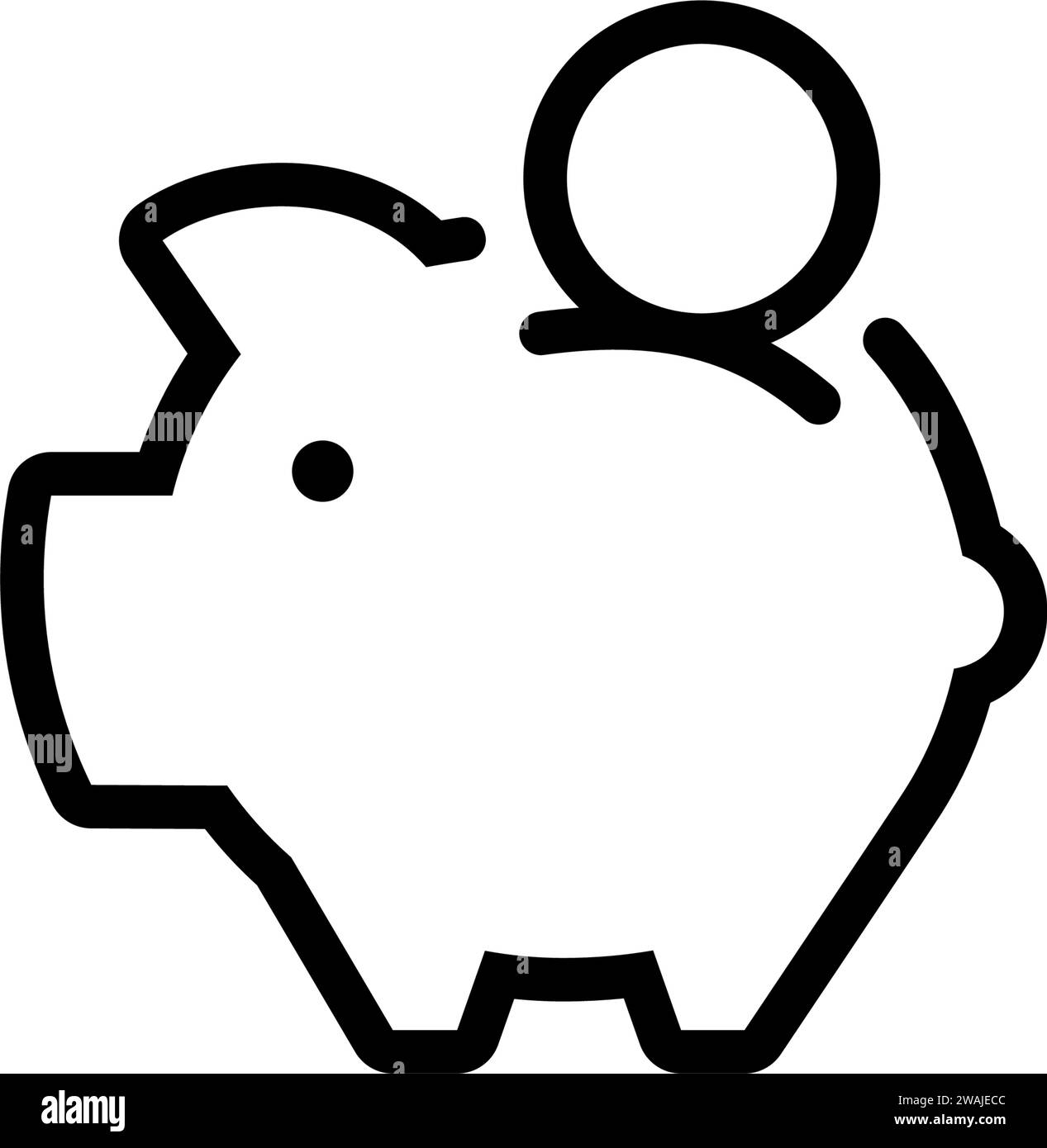 piggy bank icon with coin symbol, made in line style Stock Vector Image ...