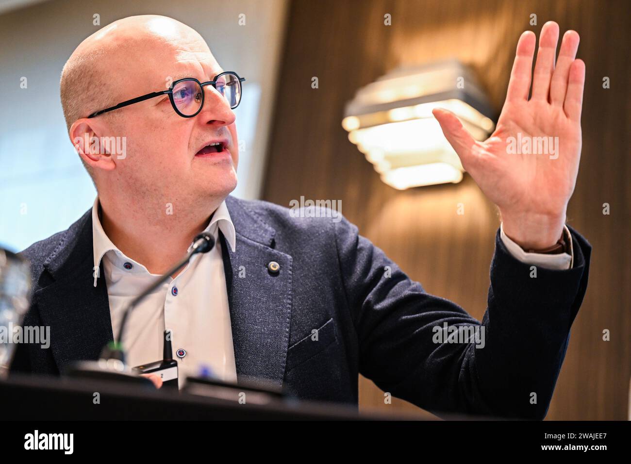 Brussels, Belgium. 05th Jan, 2024. FEB-VBO Chief Economist Edward ...