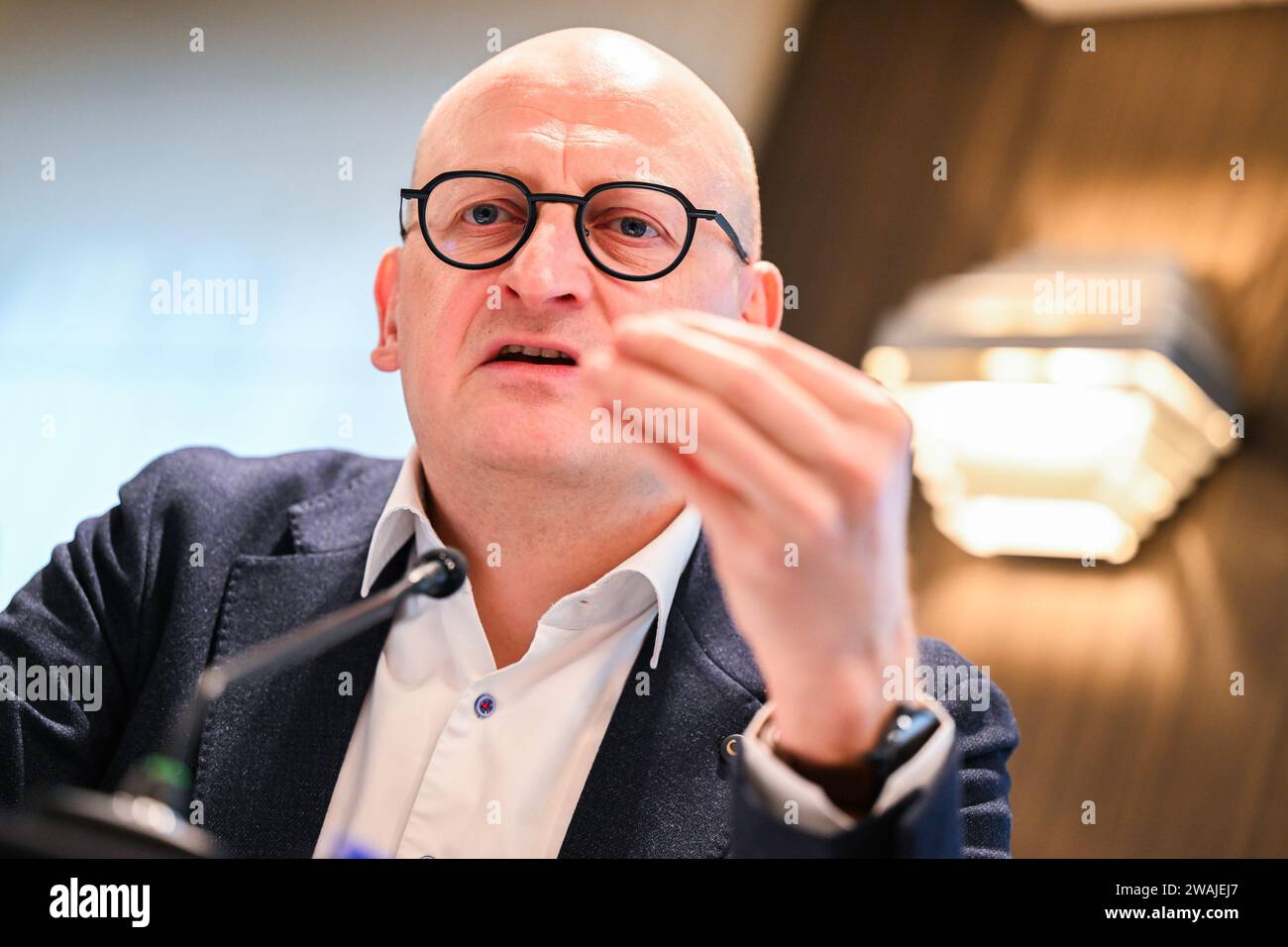 Brussels, Belgium. 05th Jan, 2024. FEB-VBO Chief Economist Edward ...
