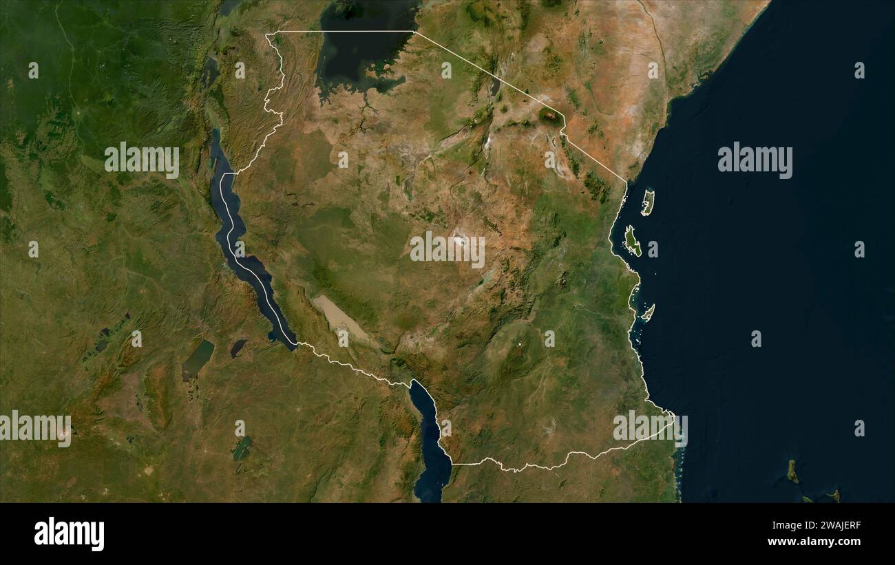 Tanzania outlined on a low resolution satellite map Stock Photo - Alamy