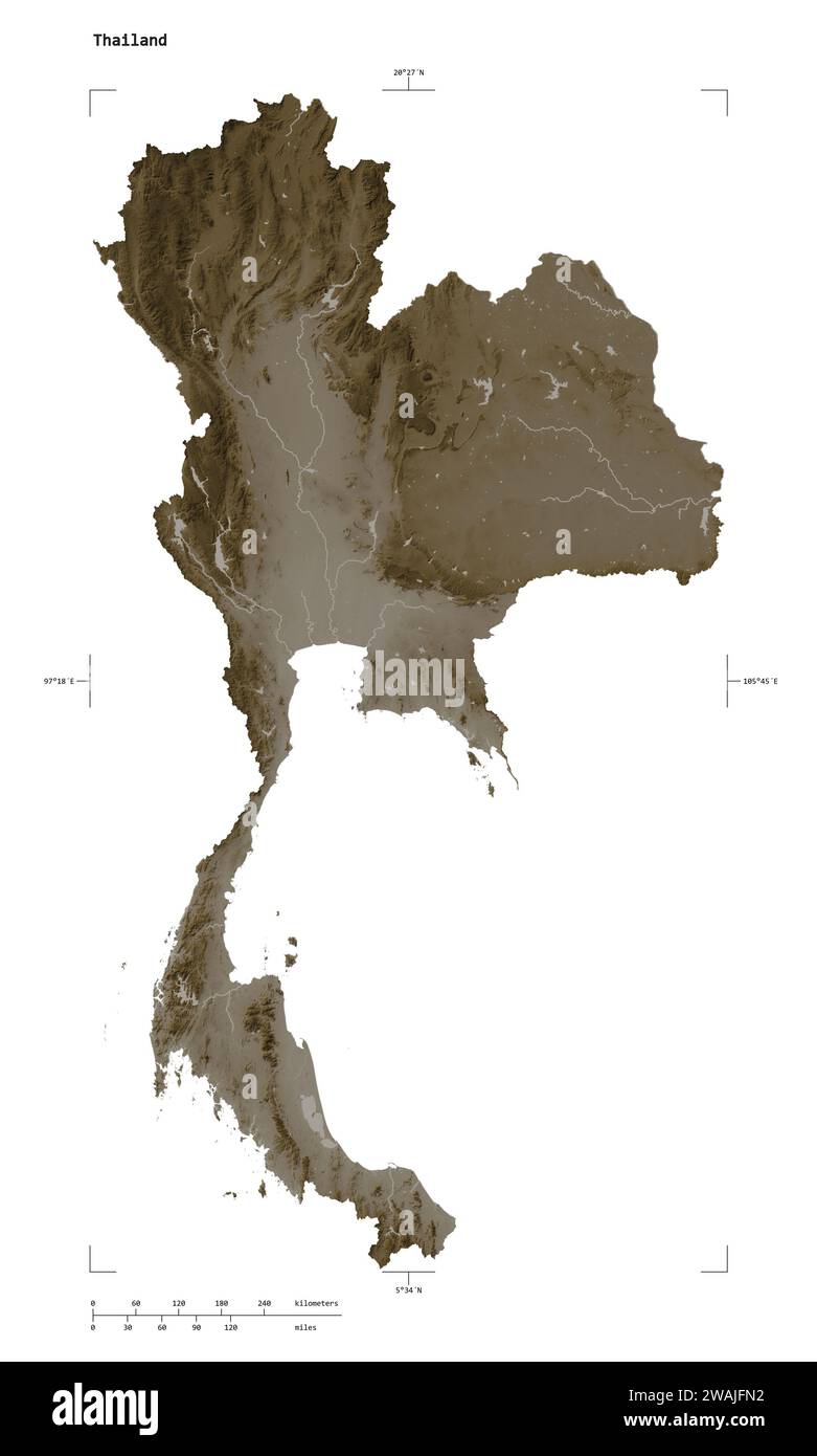 Shape of a elevation map colored in sepia tones with lakes and rivers ...