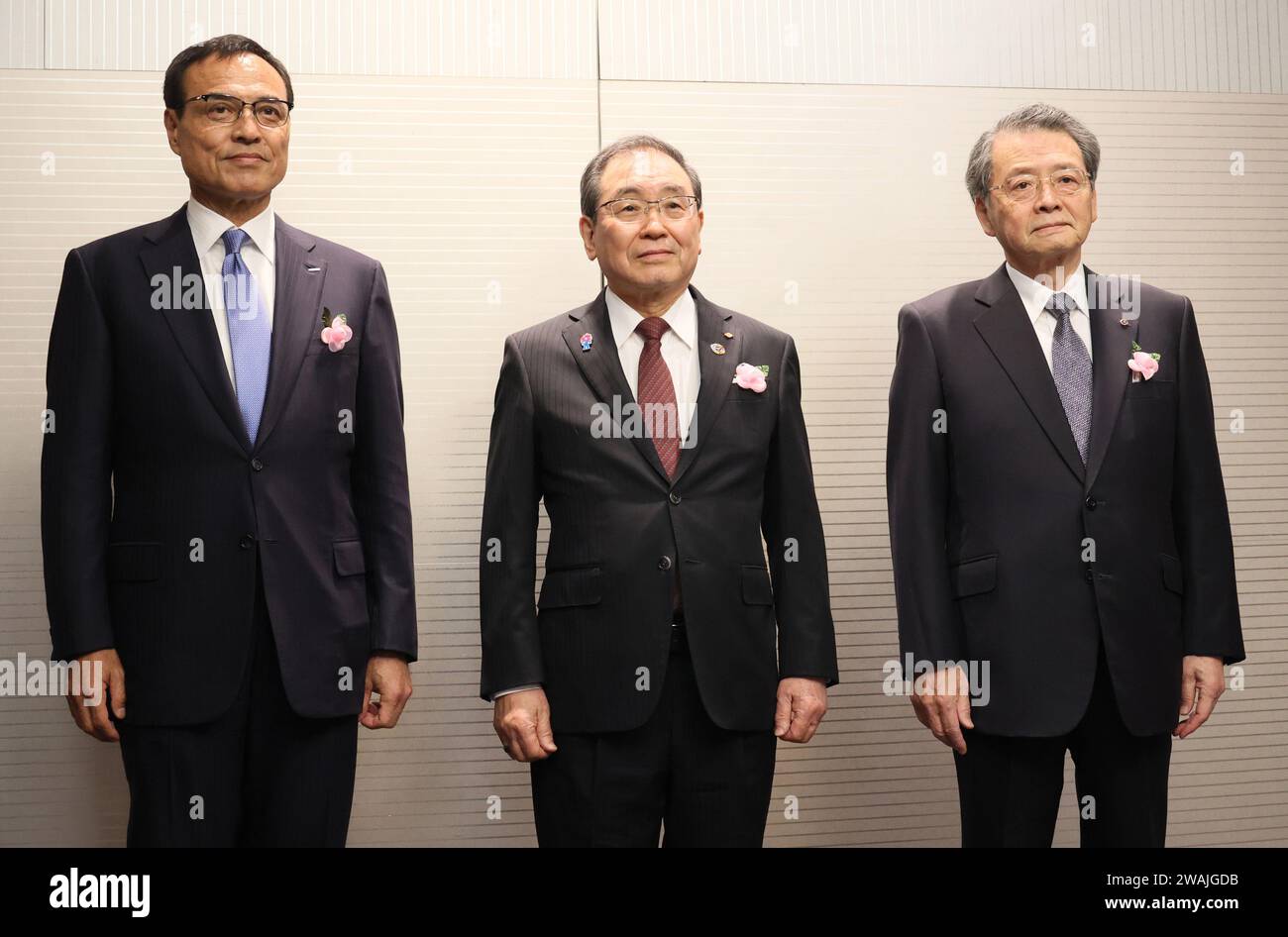 Tokyo, Japan. 5th Jan, 2024. Japan's business leaders (L-R) Japan ...