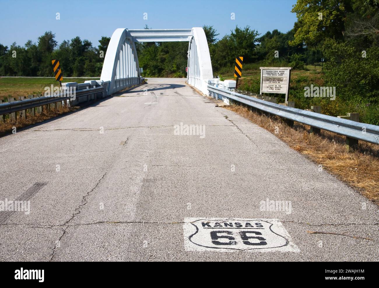 rainbow curve bridge over brush creek on route 66 in kansas near ...