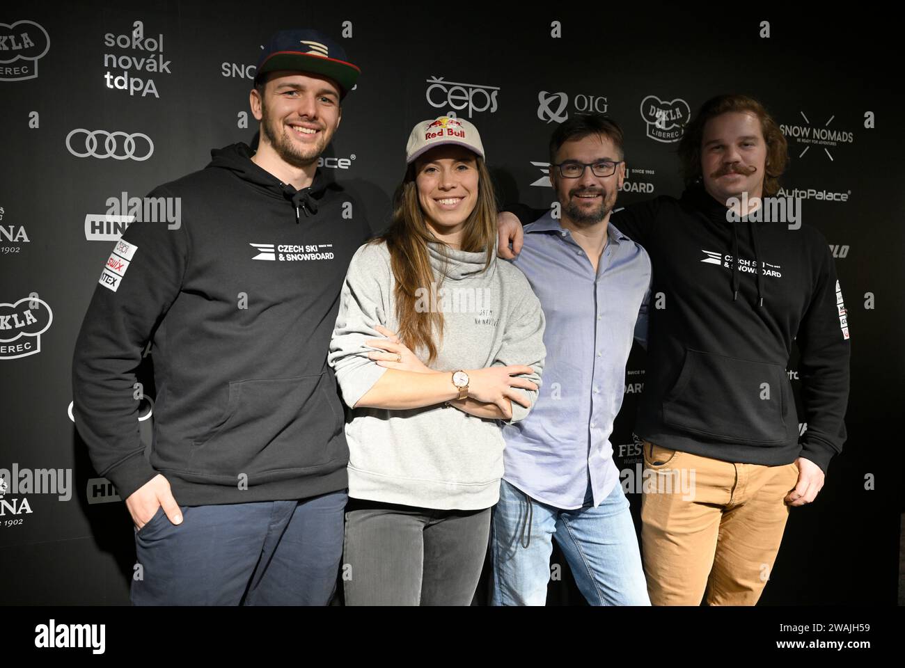Prague, Czech Republic. 05th Jan, 2024. From left: snowboarders Radek ...