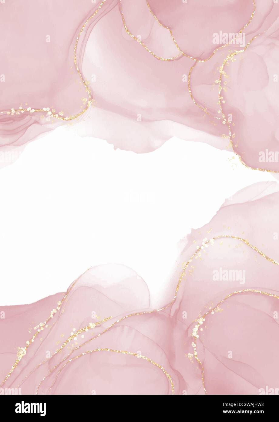 Hand painted pastel pink alcohol ink background with gold glitter ...