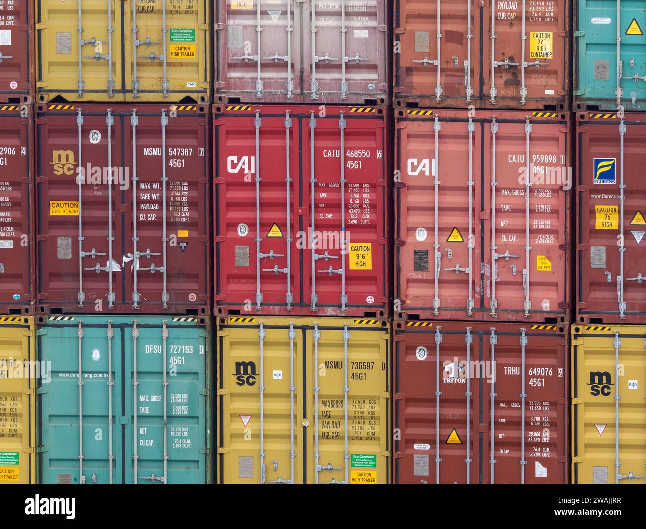 Piraeus, Athens Greece September 10 2023 stacked shipping containers on ...