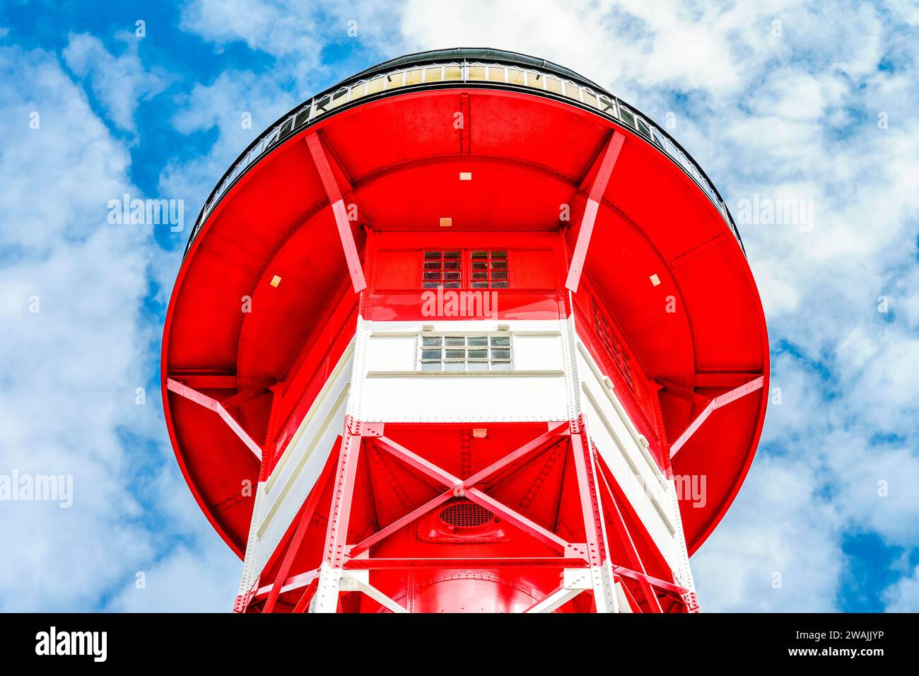 Wittenbergen lighthouse on the Rissener Ufer near Hamburg. Historic ...