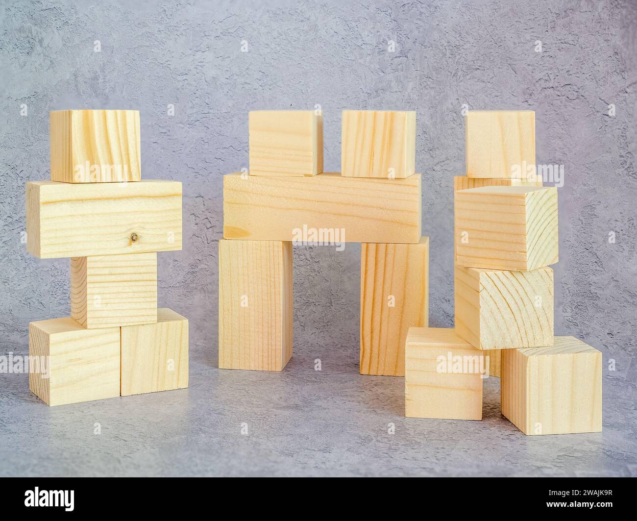 Childs wooden play building blocks hi-res stock photography and images ...