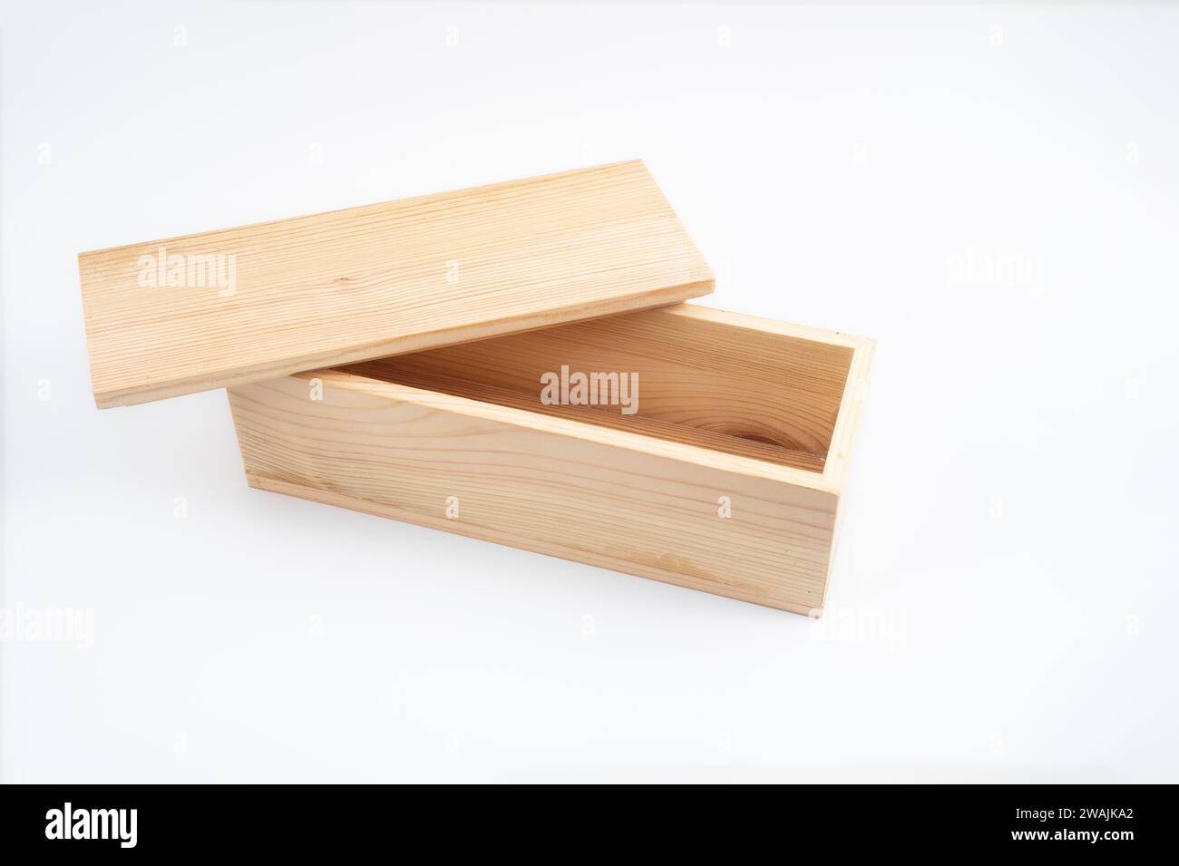 Rectangular empty hand made wooden trinket box with loose fitting lid ...