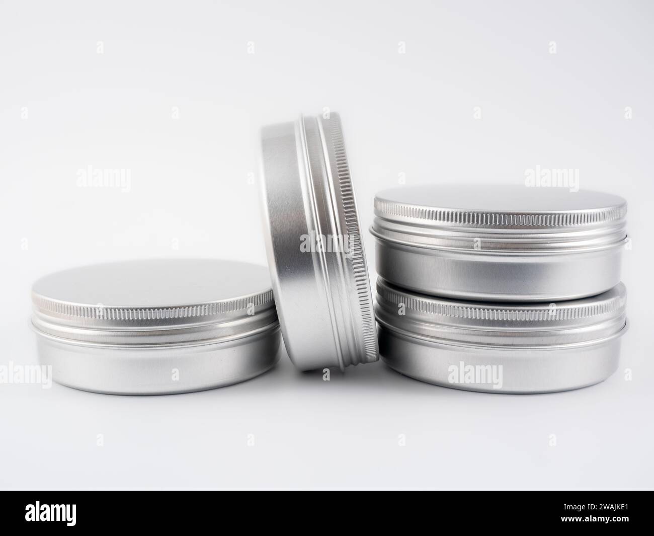 Collection of screw top aluminium metal cans tins for the beauty ...